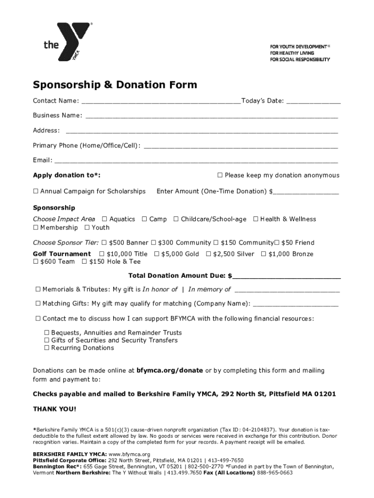 Fillable Online Sponsorship & Donation Form Fax Email Print - pdfFiller