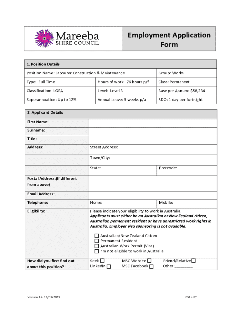 Fillable Online Employment Application Fax Email Print - pdfFiller