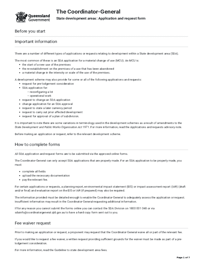 Fillable Online Application and Request Form for State Development ...