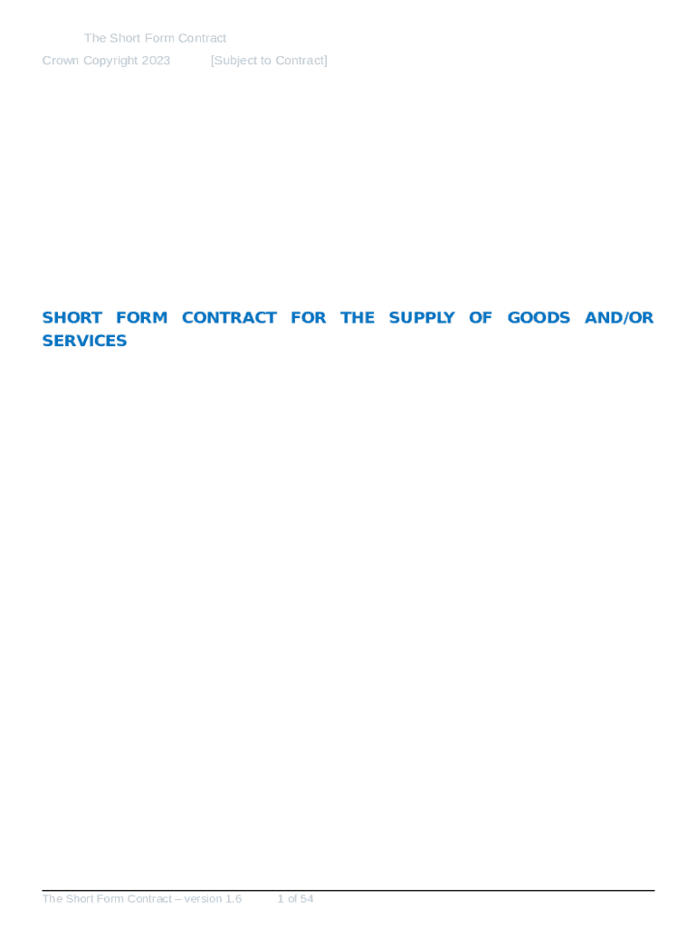 Short Contract for the Supply of Goods and/or Services Doc Template ...