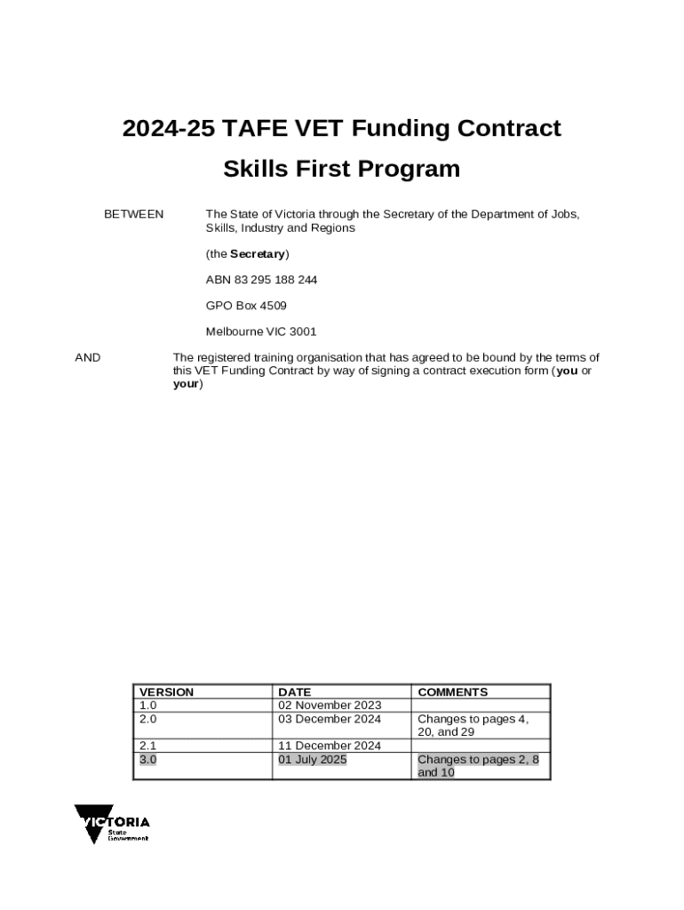 2024-25 Tafe Vet Funding Contract Doc Template | pdfFiller