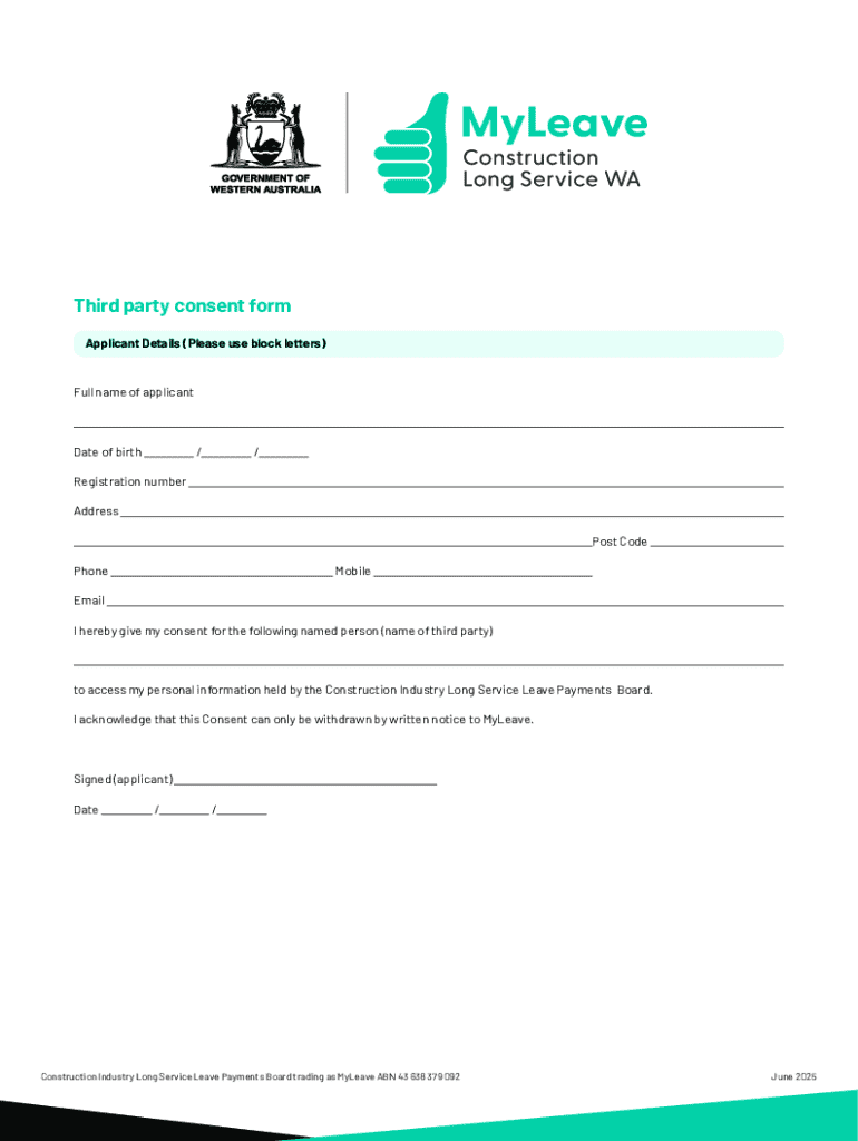Fillable Online Third Party Consent Form for Access to Personal ...