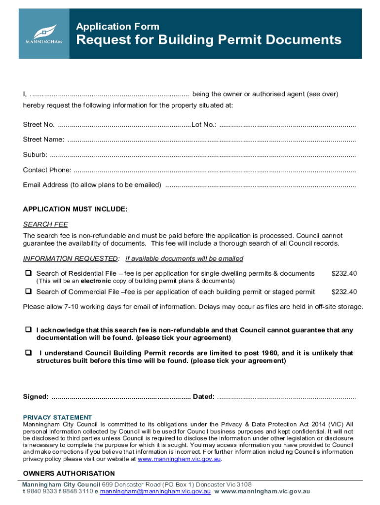 Fillable Online Request for Building Permit Documents Fax Email Print ...