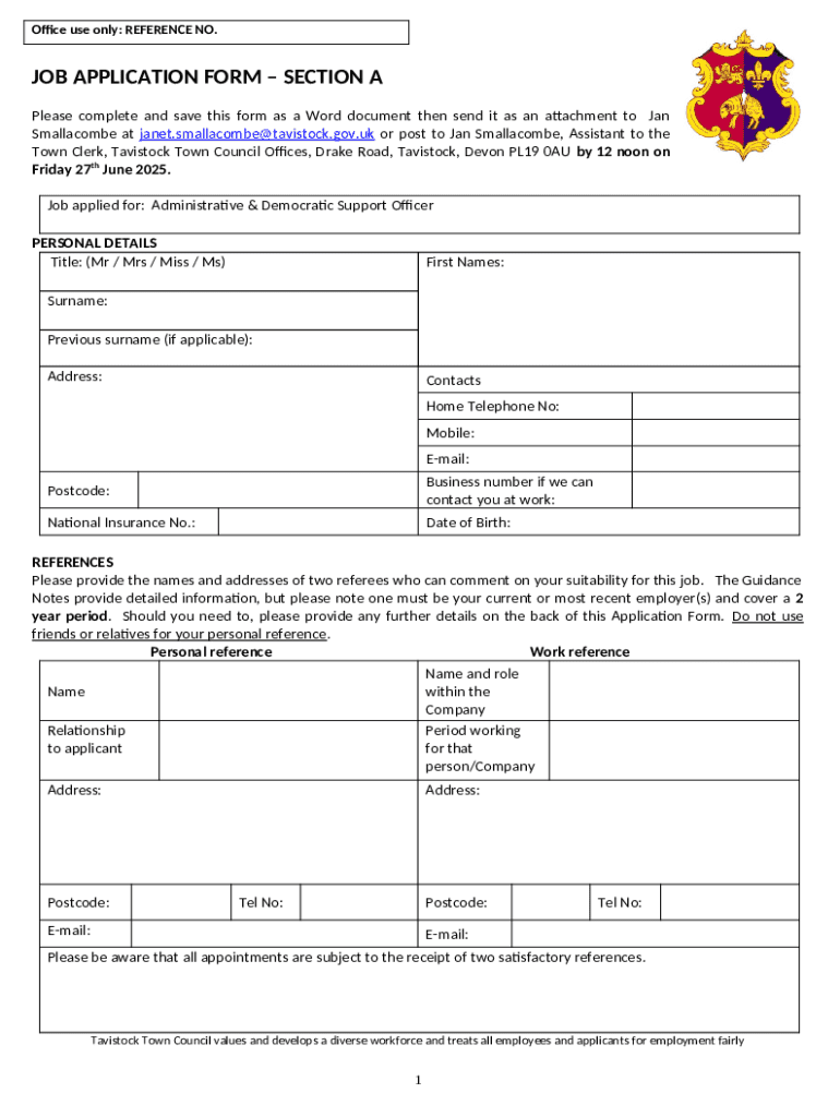 Job Application Doc Template | pdfFiller