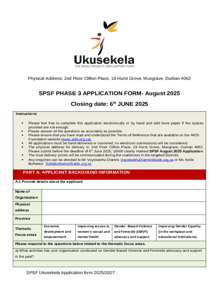 Spsf Phase 3 Application Doc Template | pdfFiller