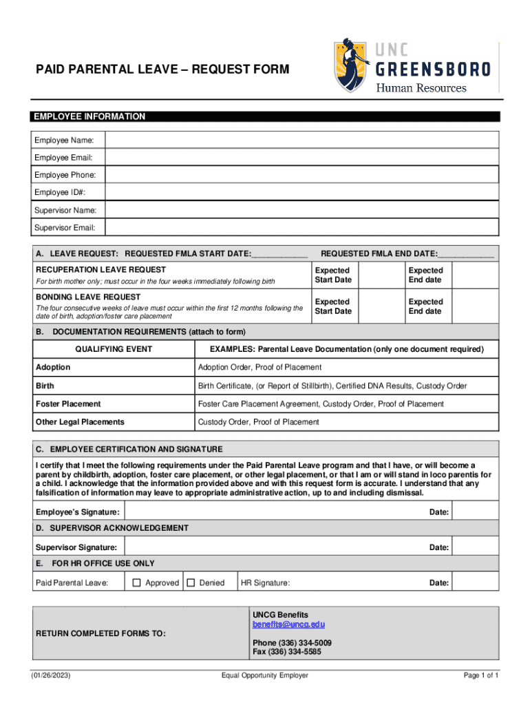 Fillable Online Paid Parental Leave Request Fax Email Print - pdfFiller