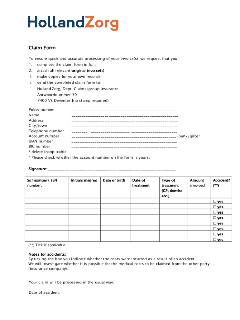 Fillable Online Claim Form Fax Email Print - pdfFiller