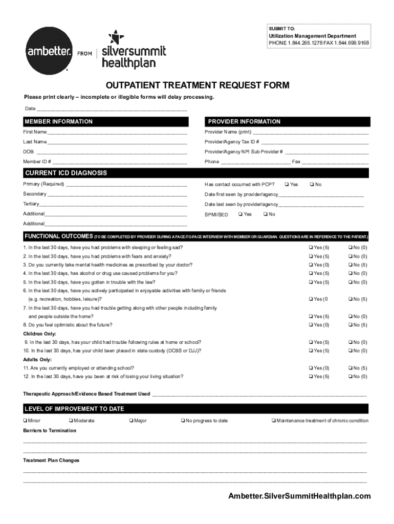 Fillable Online Outpatient Treatment Request Fax Email Print - pdfFiller