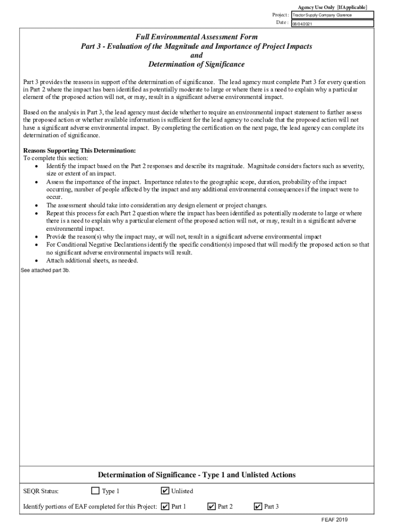 Fillable Online Environmental Assessment for Tractor Supply Company ...