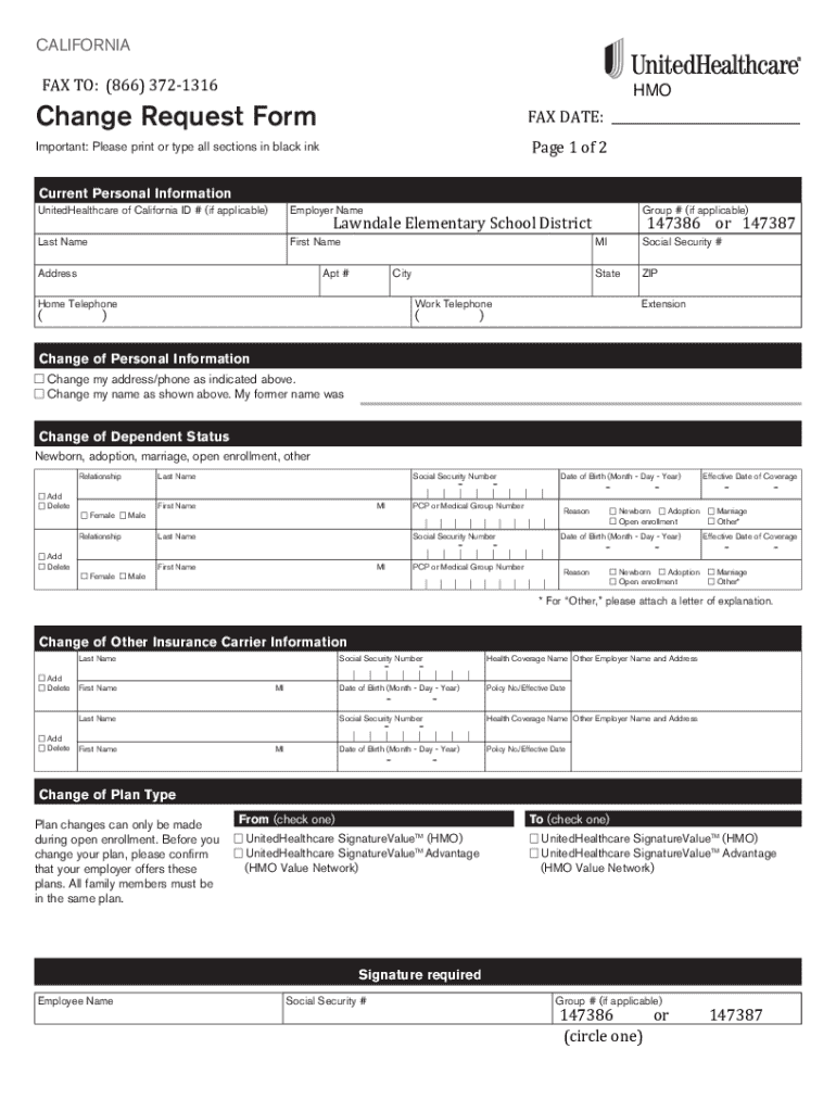 Fillable Online Hmo Change Request Form Fax Email Print - pdfFiller