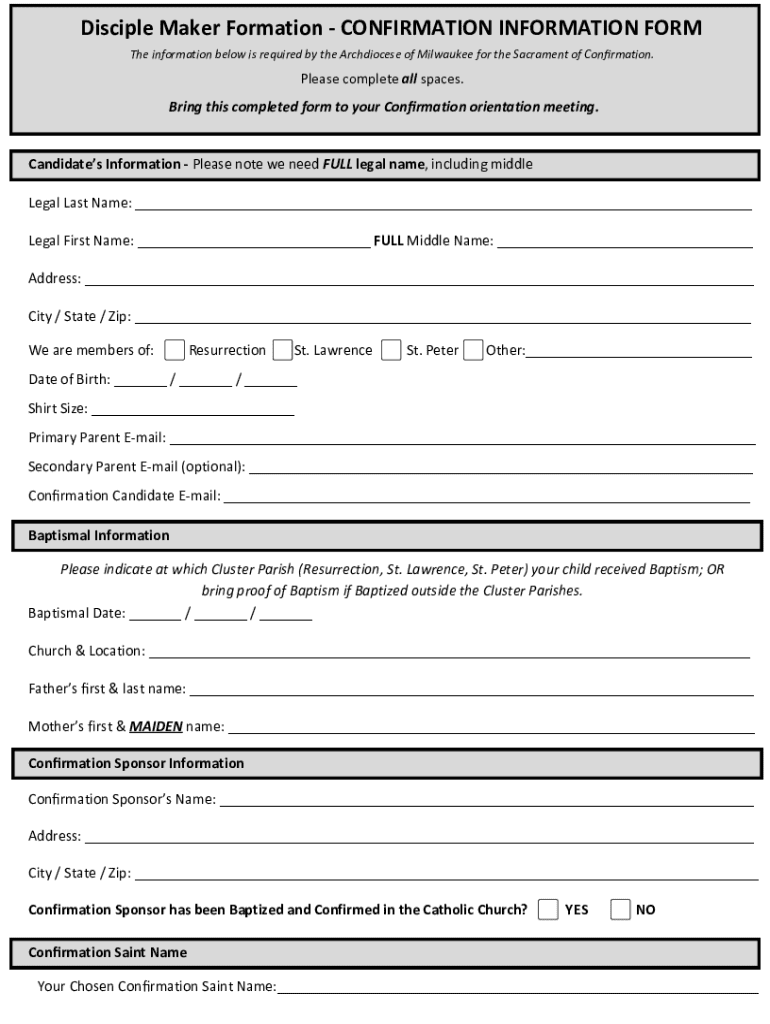 Fillable Online Confirmation Information Form Fax Email Print - pdfFiller