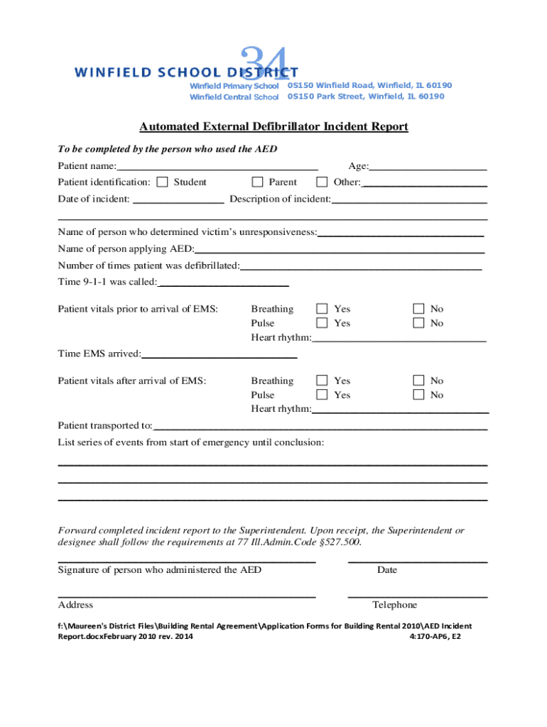 Fillable Online Aed Incident Report Fax Email Print - pdfFiller