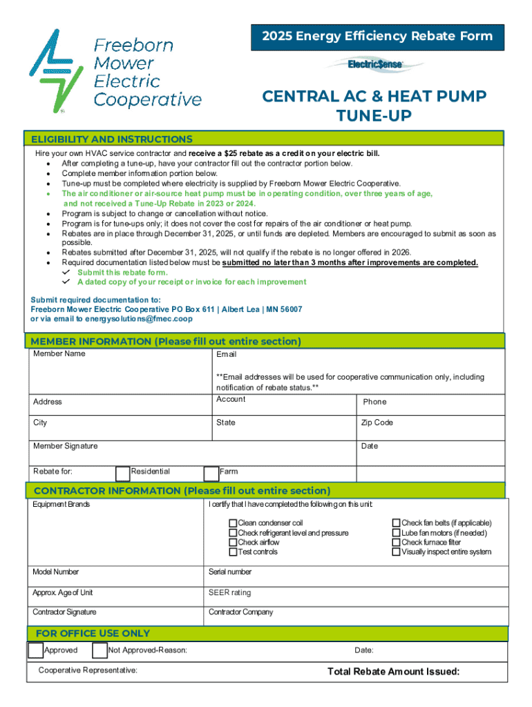 Fillable Online 2025 Energy Efficiency Rebate Form Fax Email Print - pdfFiller