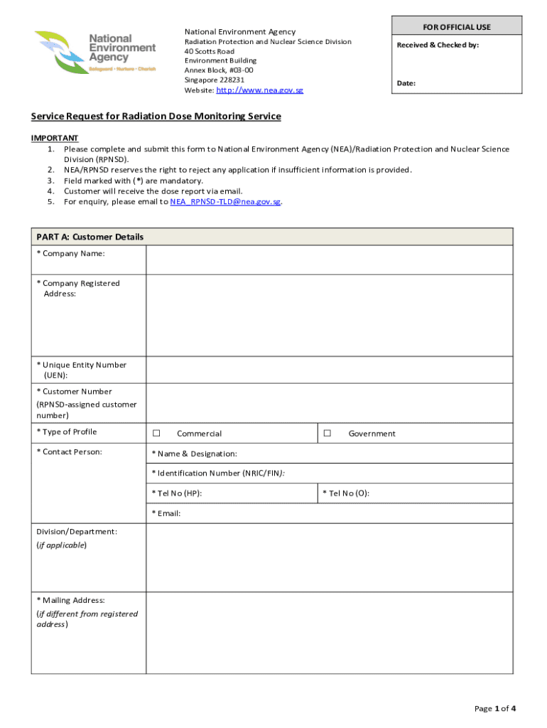 Fillable Online Service Request for Radiation Dose Monitoring Service Fax Email Print - pdfFiller
