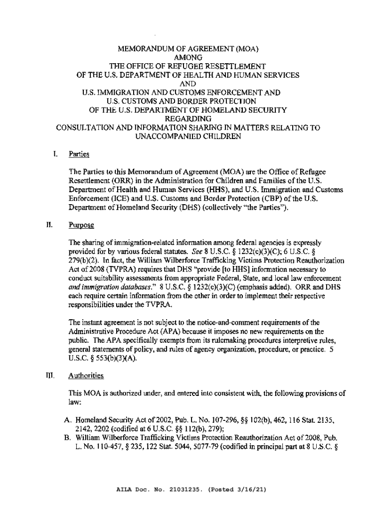 Fillable Online Memorandum of Agreement Regarding Consultation and Information Sharing in ...