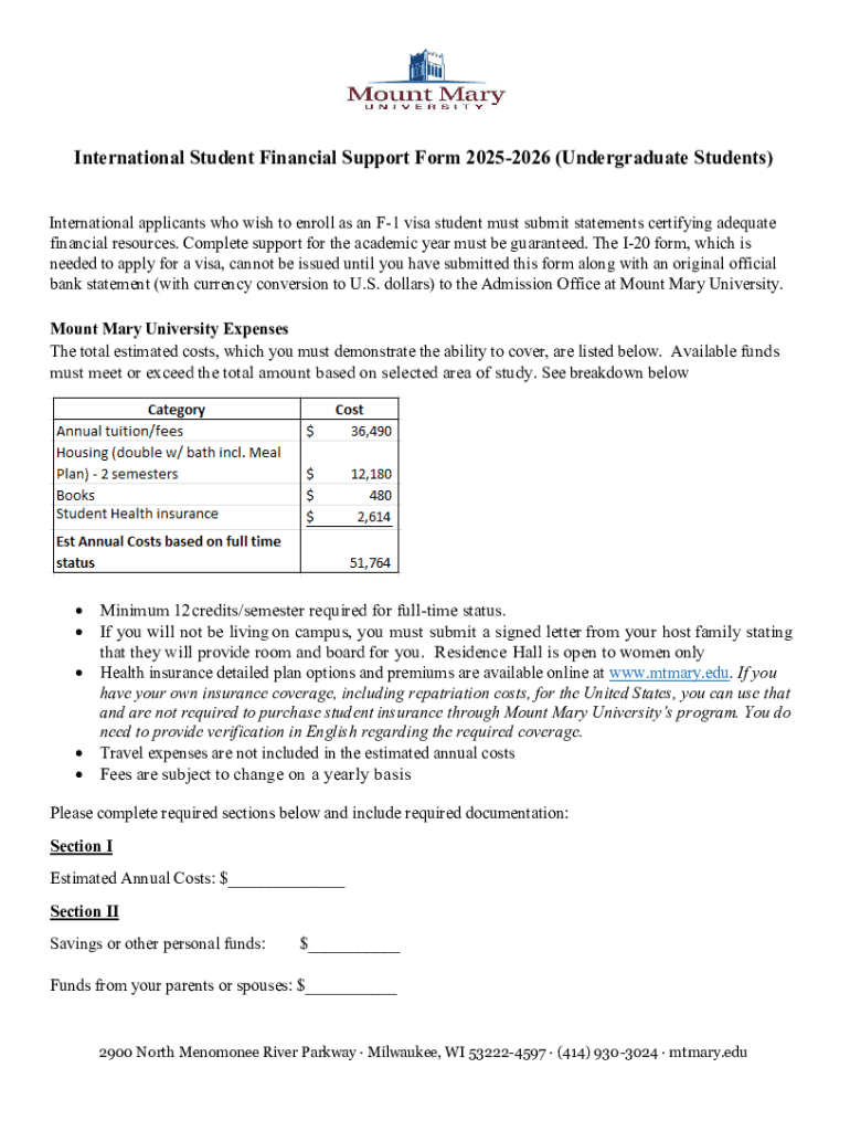Fillable Online International Student Financial Support Form Fax Email Print - pdfFiller
