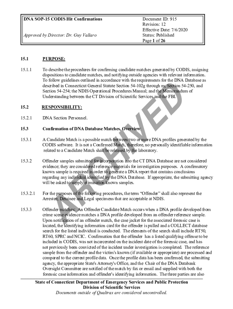 Fillable Online Dna Sop-15 Codis Hit Confirmations Fax Email Print - pdfFiller