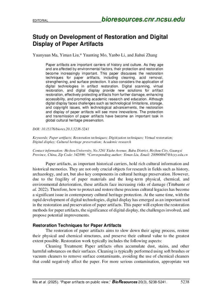 Fillable Online Study on Development of Restoration and Digital Display ...