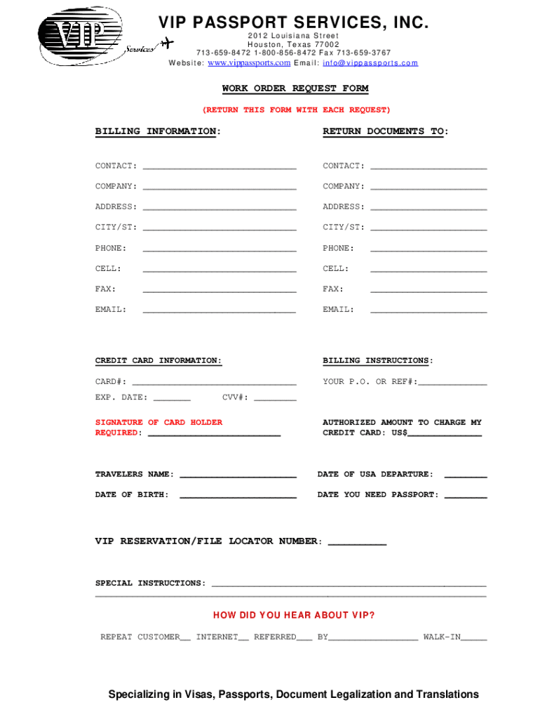 Fillable Online Work Order Request Form Fax Email Print - pdfFiller