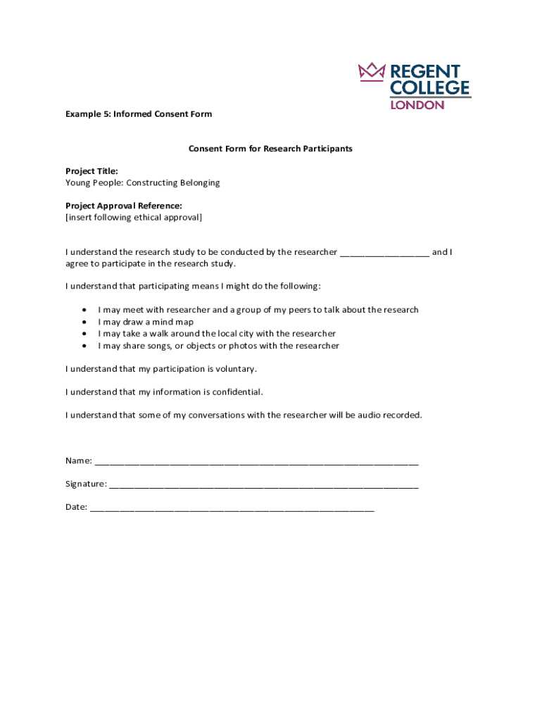 Fillable Online Consent Form for Research Participants Fax Email Print - pdfFiller