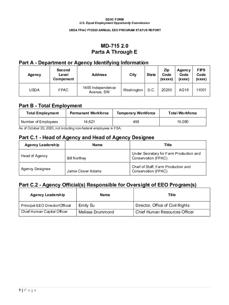 Fillable Online Usda Fpac Fy2020 Annual Eeo Program Status Report Fax ...