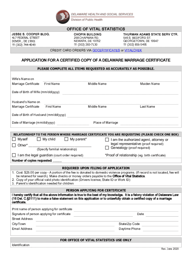 Fillable Online Application for Marriage Certificate Fax Email Print ...