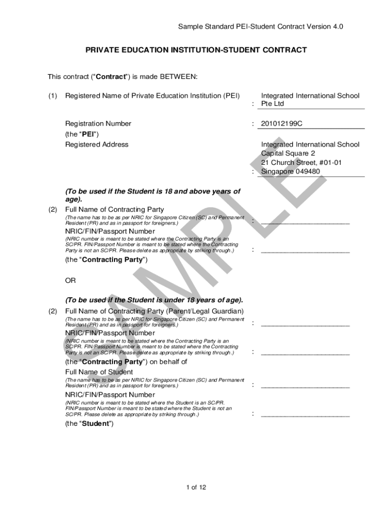 Fillable Online Private Education Institution-student Contract Fax Email Print - pdfFiller
