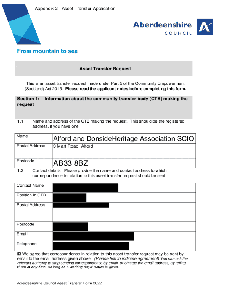 Fillable Online Appendix 2 - Asset Transfer Application Fax Email Print ...