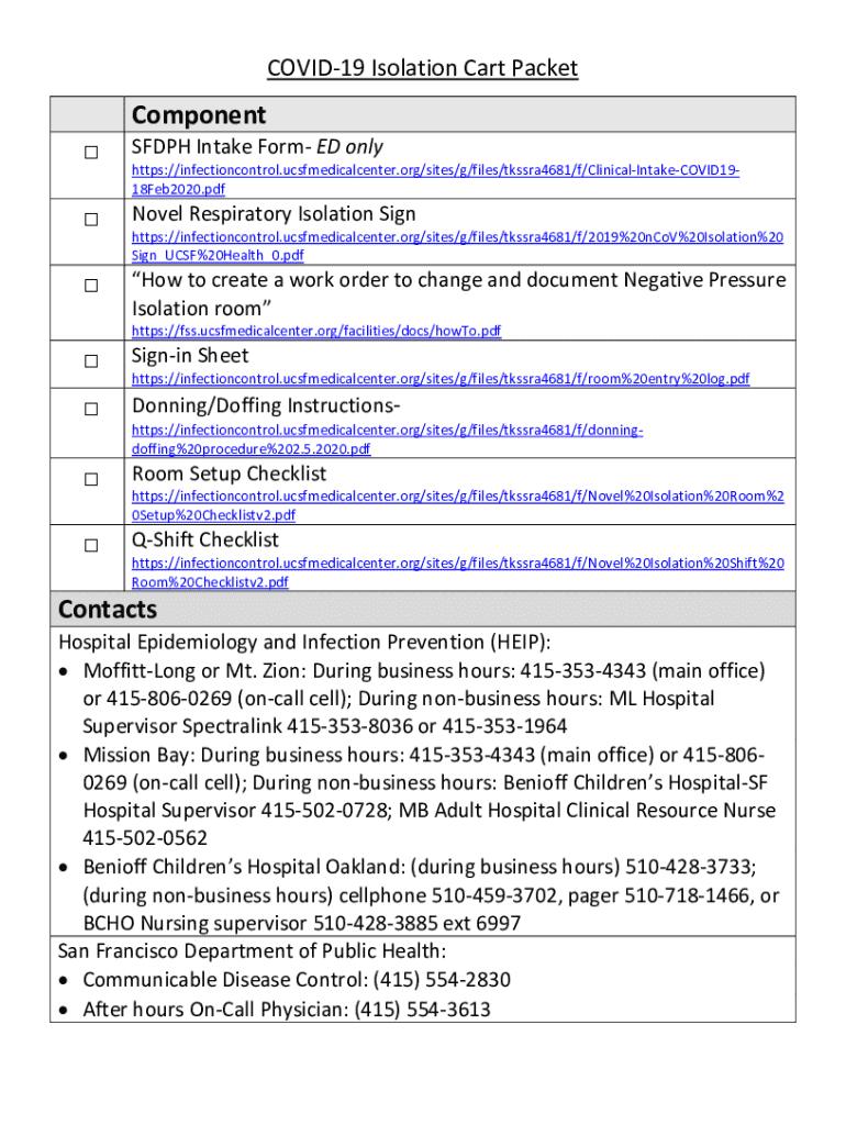 Fillable Online Covid-19 Isolation Cart Packet Fax Email Print - pdfFiller
