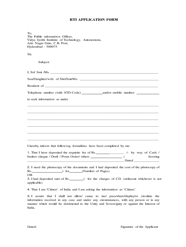 Fillable Online Rti Application Fax Email Print - pdfFiller