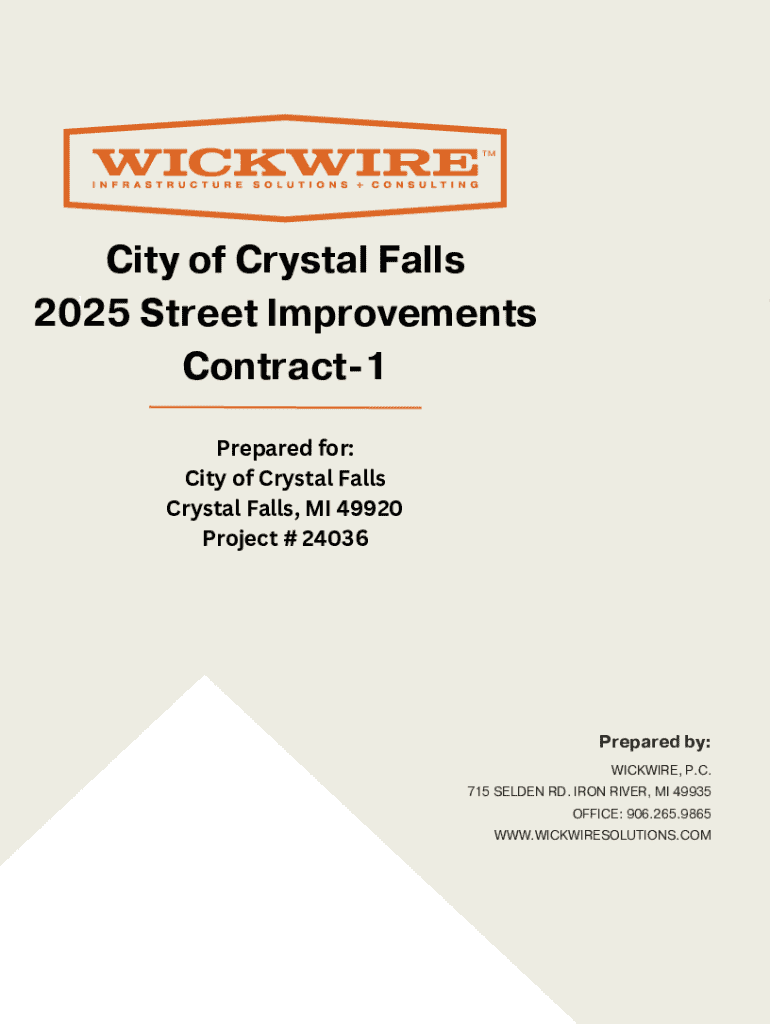 Fillable Online City of Crystal Falls 2025 Street Improvements Contract Fax Email Print - pdfFiller