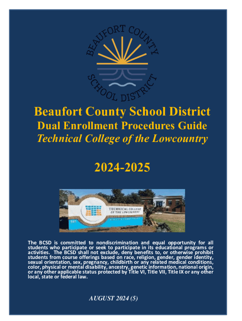 Fillable Online Beaufort County School District Dual Enrollment Procedures Guide Fax Email Print ...
