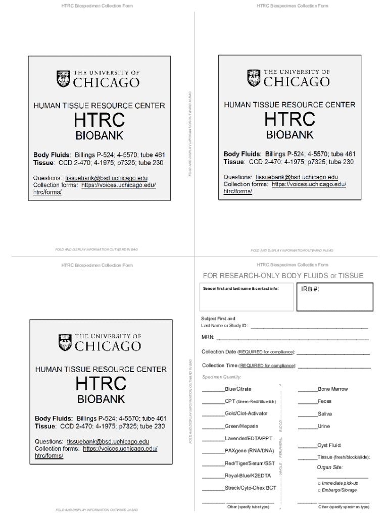 Fillable Online Htrc Biospecimen Collection Form Fax Email Print - pdfFiller
