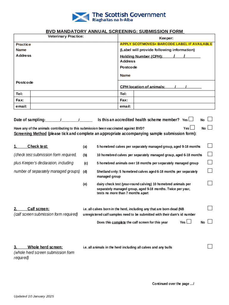 Bvd Mandatory Annual Screening: Submission Doc Template | pdfFiller