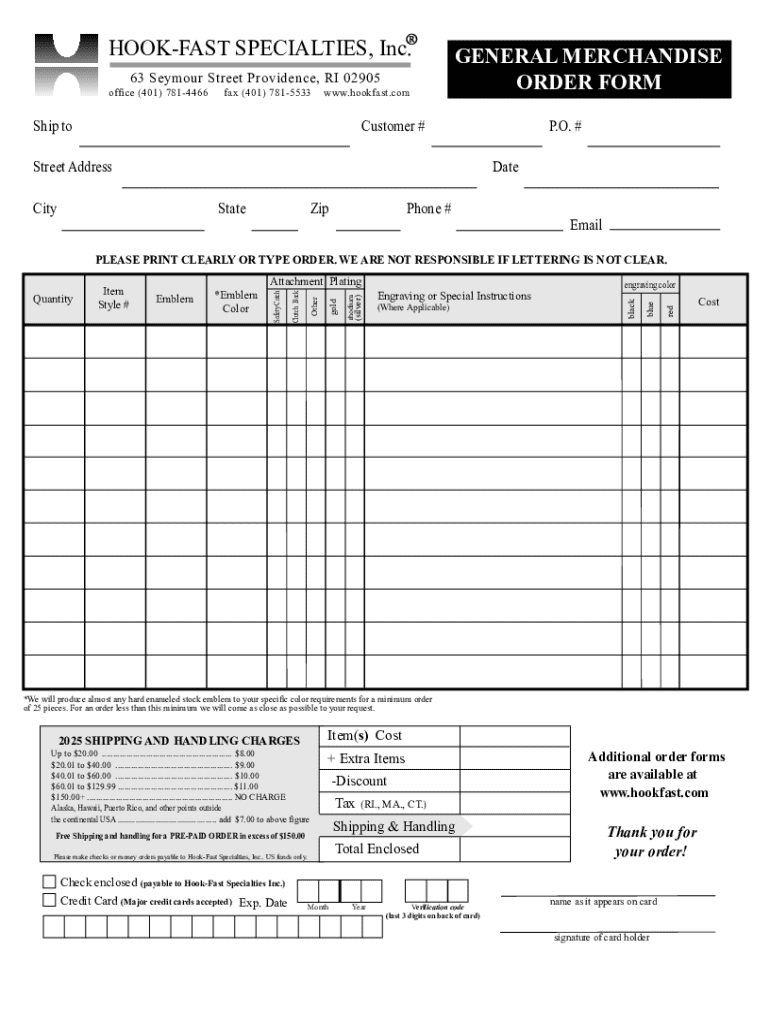 Fillable Online General Merchandise Order Form Fax Email Print - pdfFiller
