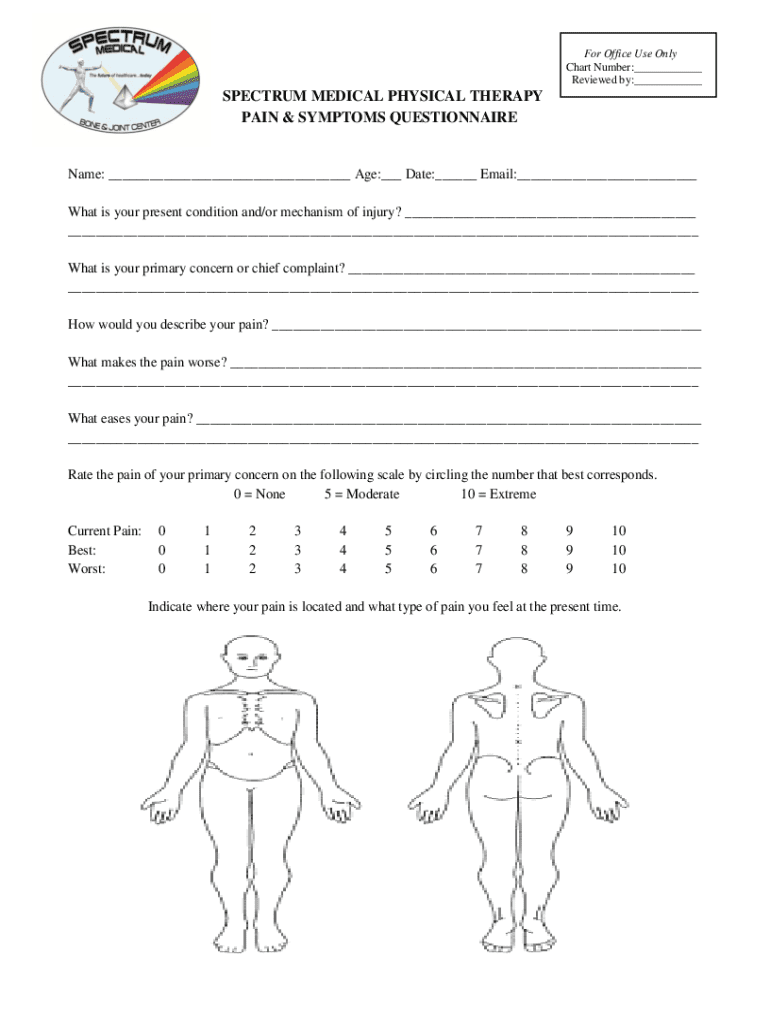 Fillable Online Spectrum Medical Physical Therapy - Pain & Symptoms ...