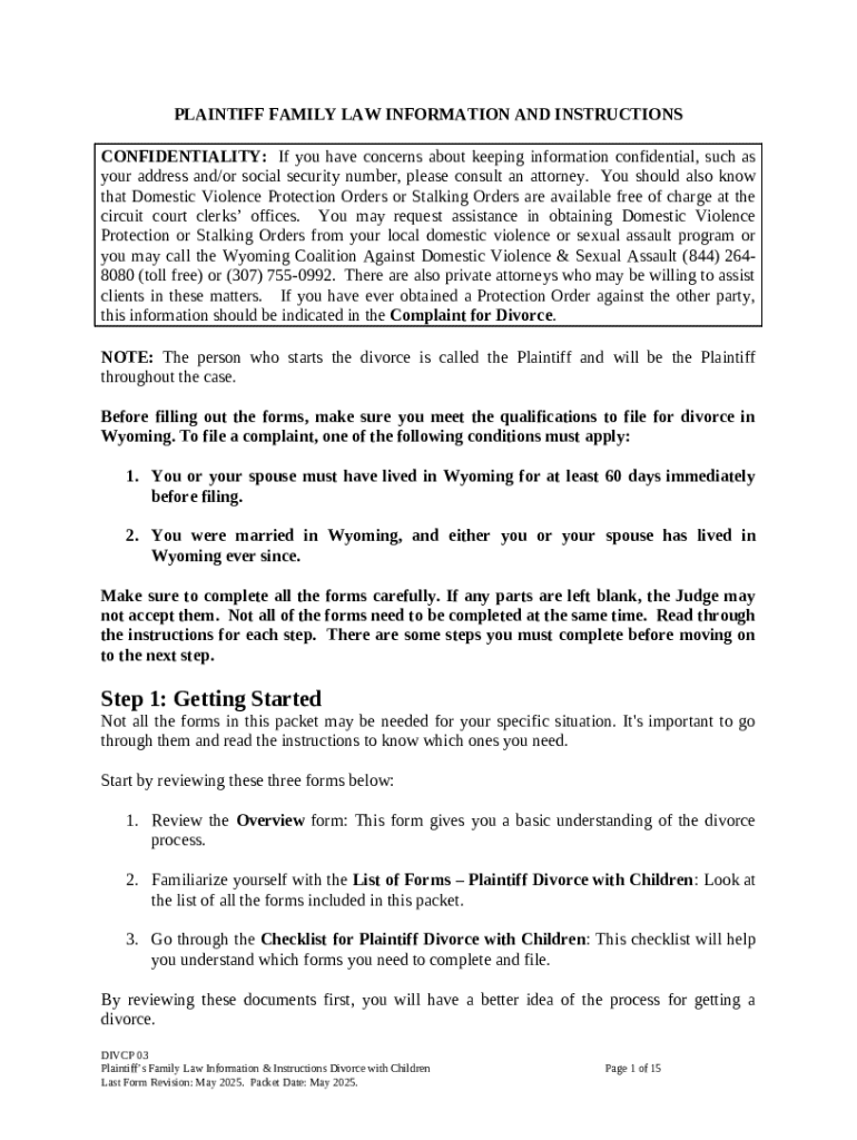 Plaintiff Family Law Ination and Instructions Doc Template | pdfFiller