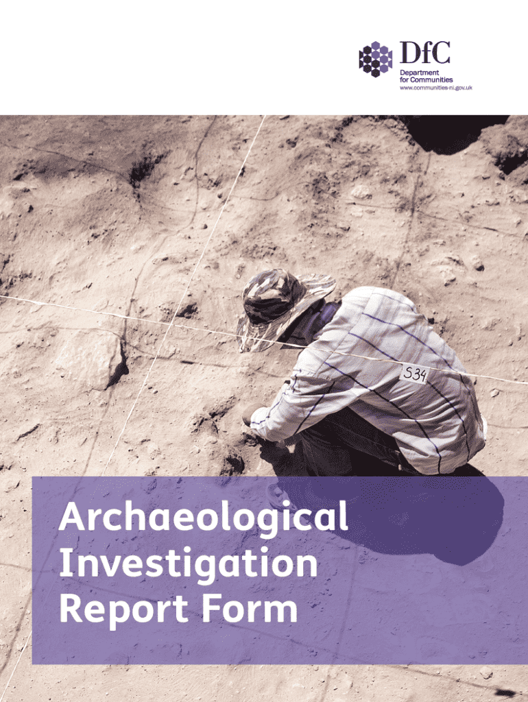 Fillable Online Archaeological Investigation Report Form Fax Email Print - pdfFiller