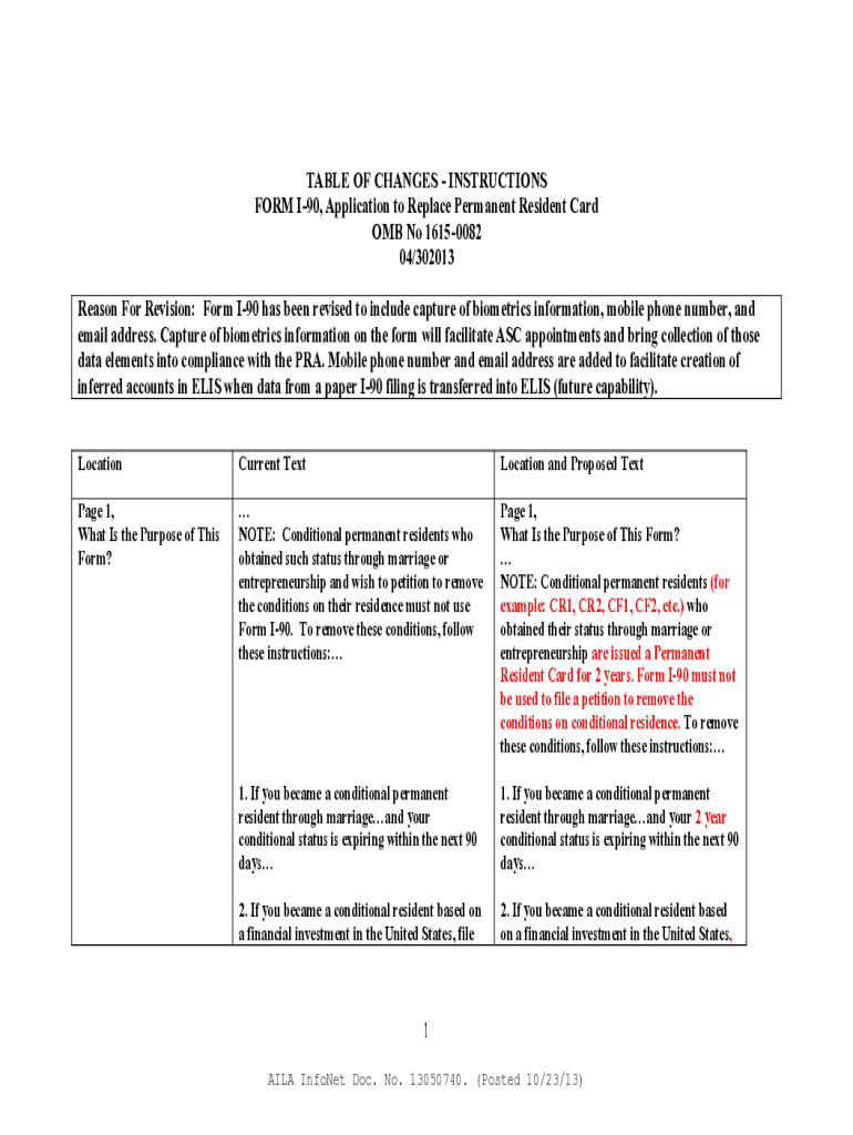 Fillable Online Table of Changes - Instructions Fax Email Print - pdfFiller