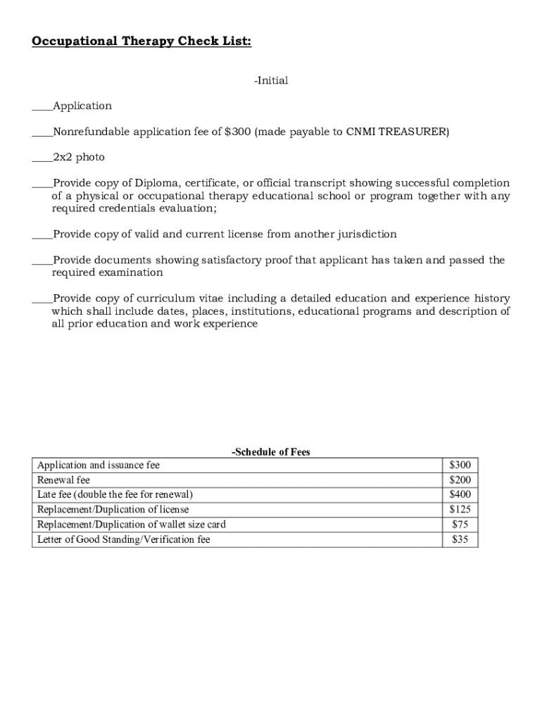 Fillable Online Application for License to Practice Occupational ...