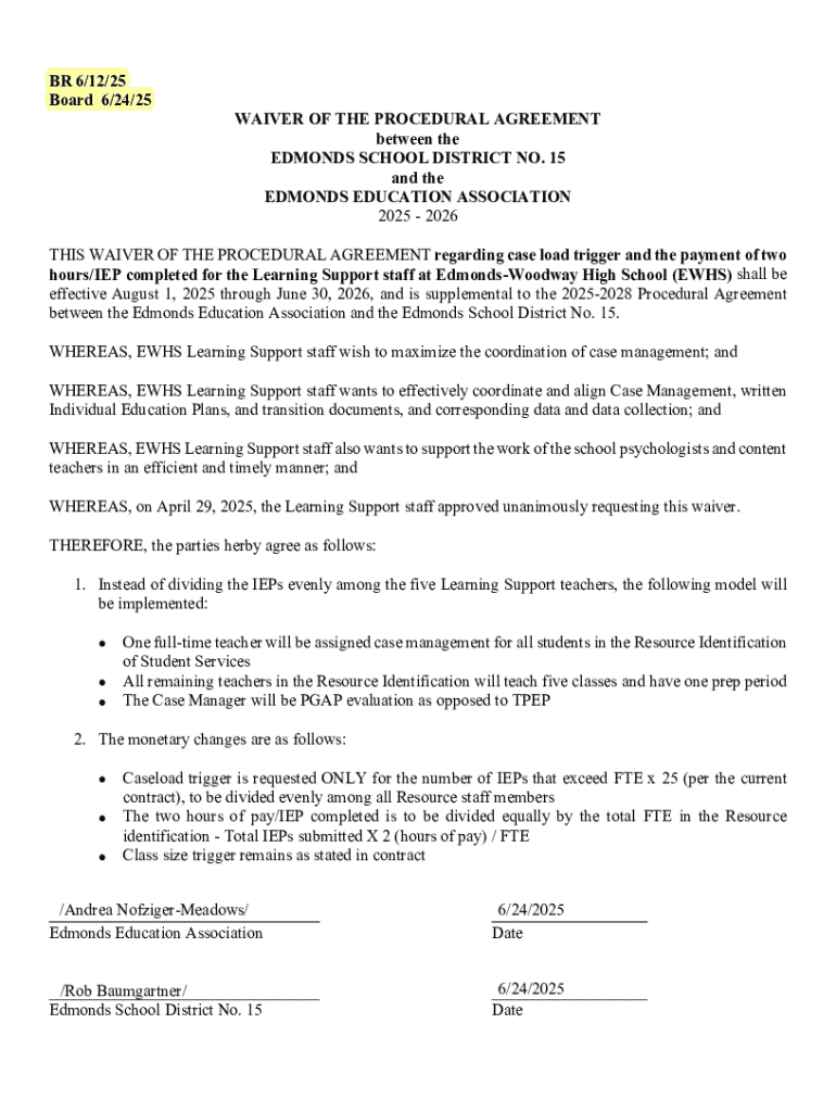 Fillable Online Waiver of the Procedural Agreement 2025 - 2026 Fax Email Print - pdfFiller