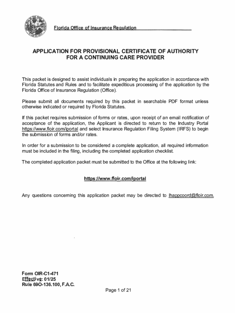 Fillable Online Application for Provisional Certificate of Authority Fax Email Print - pdfFiller