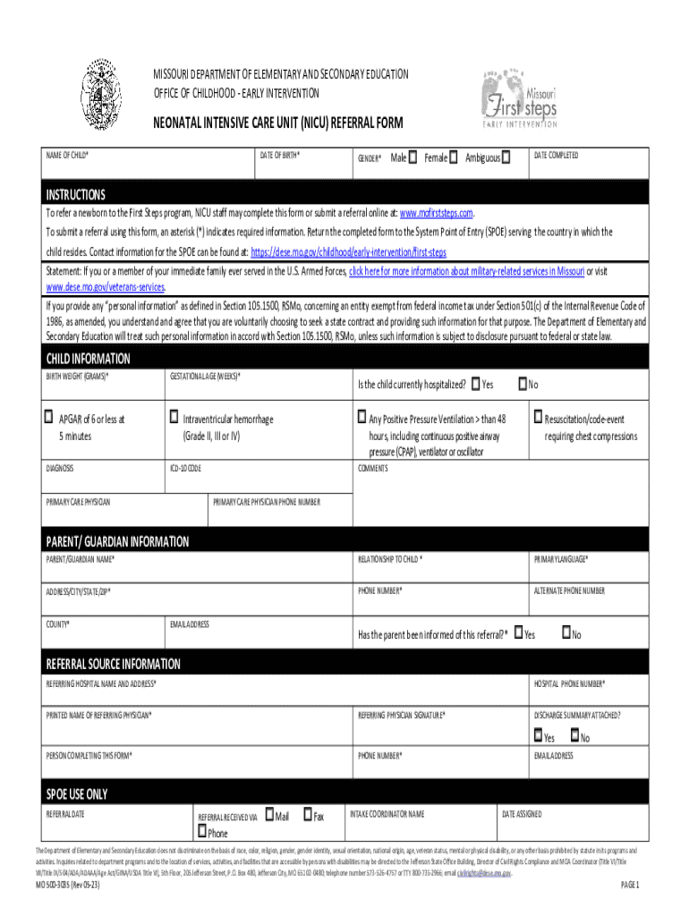 Fillable Online Nicu Referral Form Fax Email Print - pdfFiller