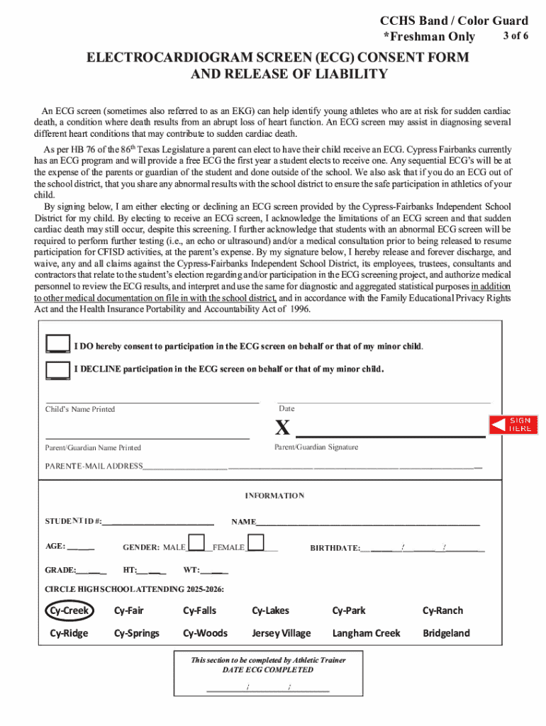 Fillable Online Electrocardiogram Screen (ecg) Consent Form and Release of Liability Fax Email ...