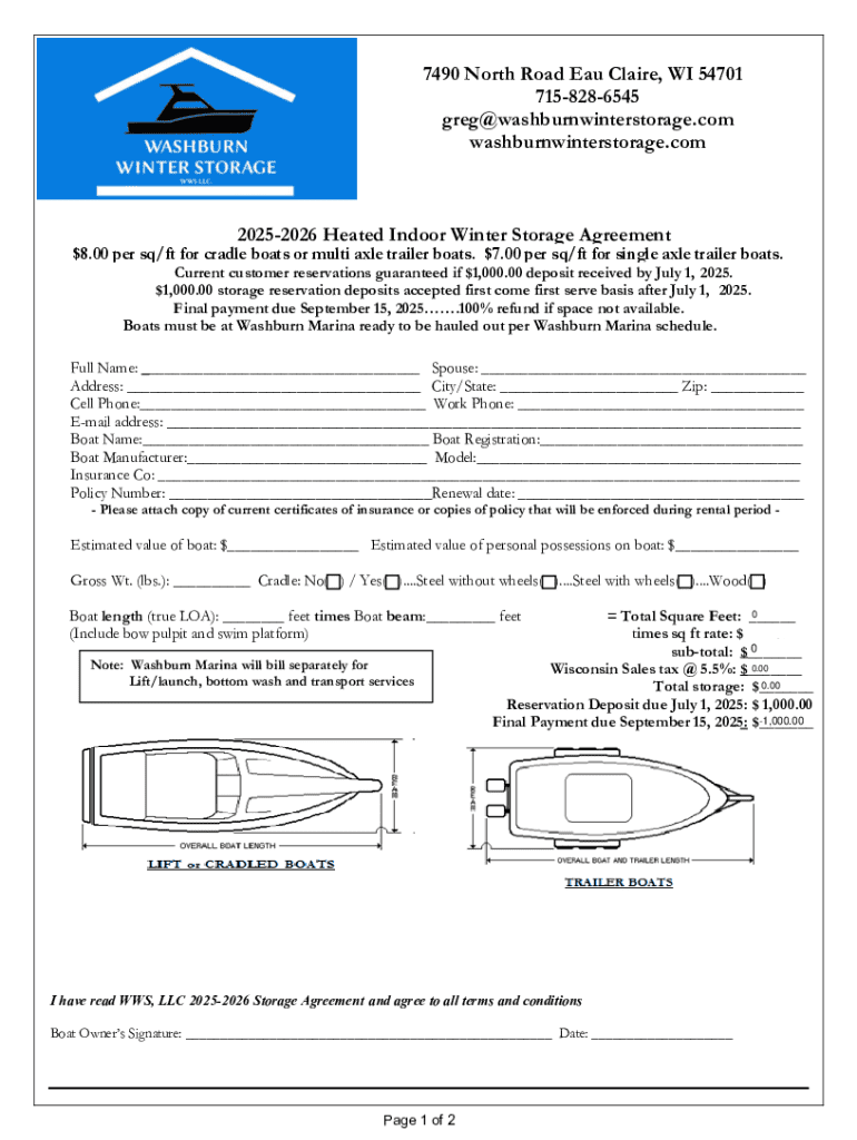 Fillable Online Heated Indoor Winter Storage Agreement Fax Email Print ...