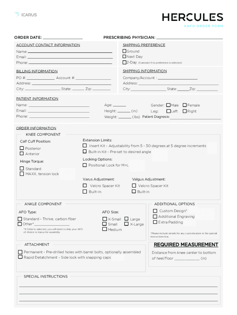 Fillable Online Hercules Kafo Order Form Fax Email Print - pdfFiller