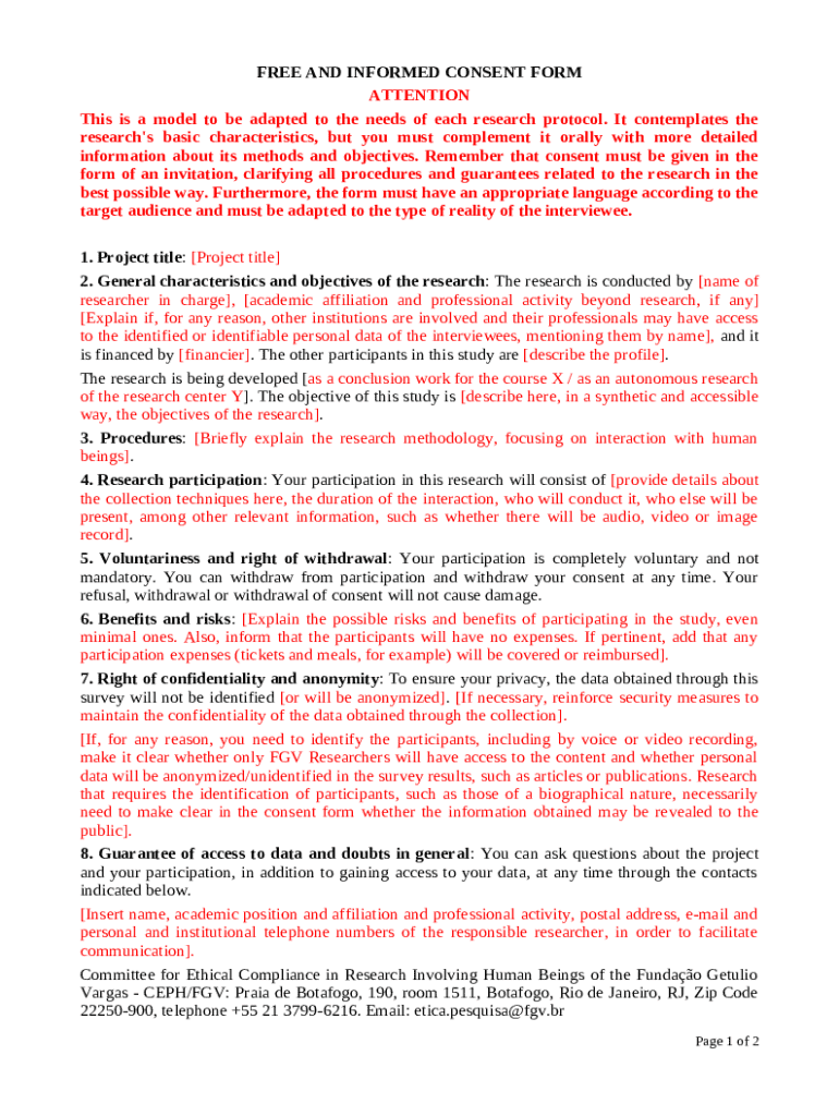 Free and Ined Consent Doc Template | pdfFiller