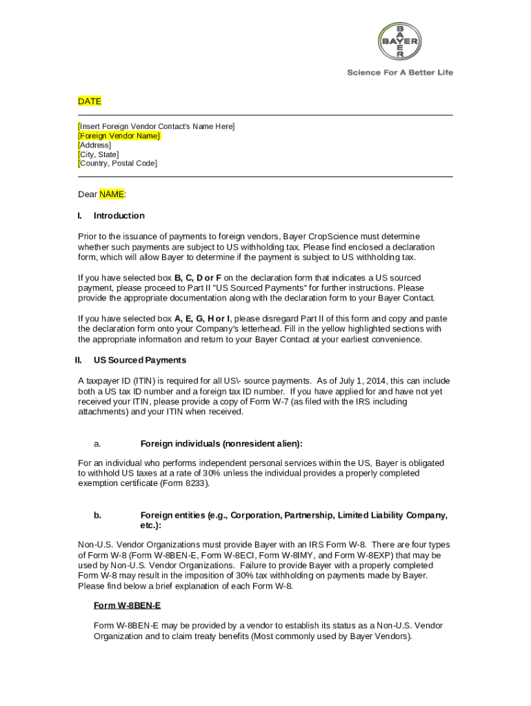 US Withholding Tax Declaration Form - Blank Fillable Template | Fill ...