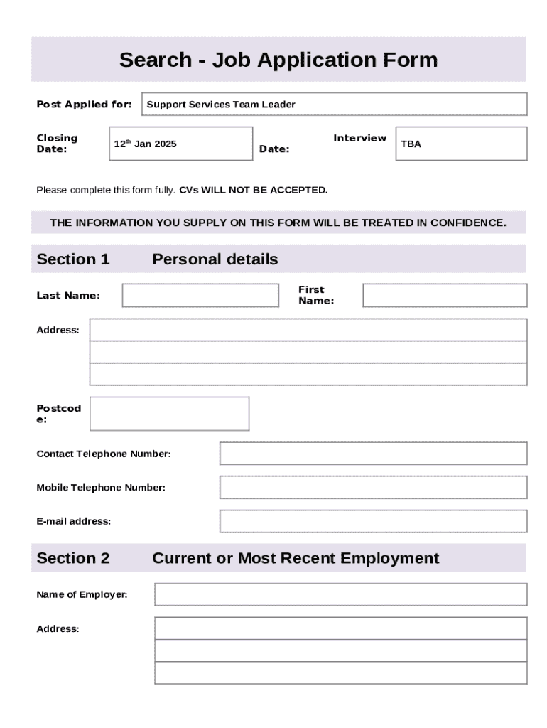 Job Application Doc Template | pdfFiller