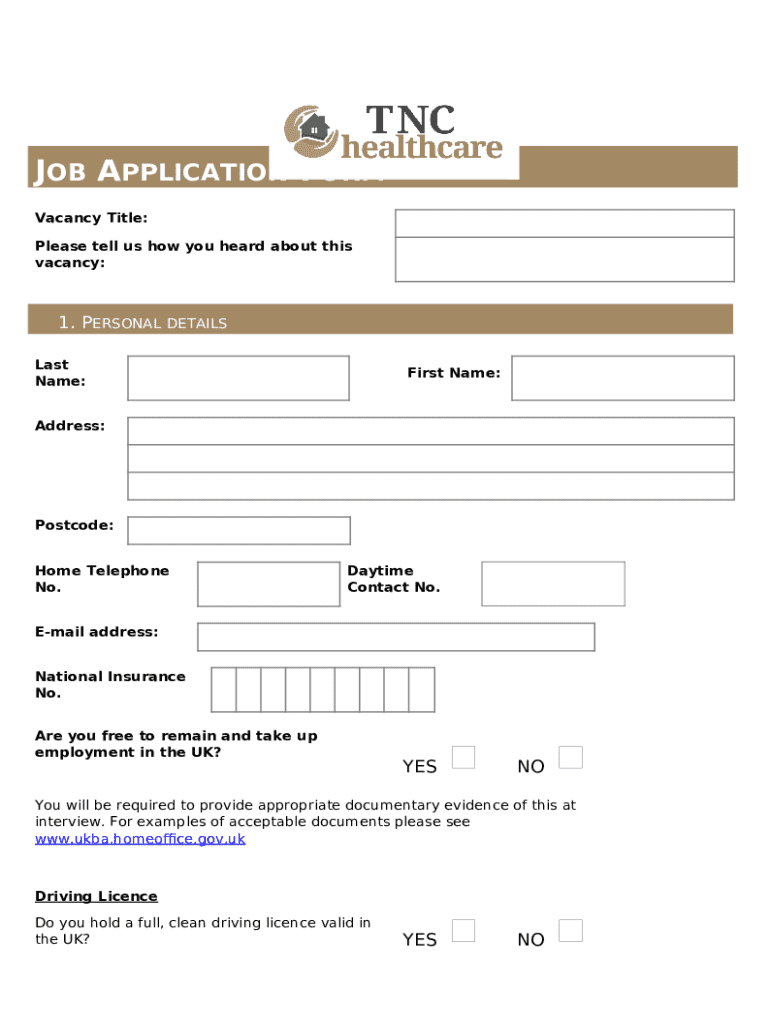 Job Application Doc Template | pdfFiller